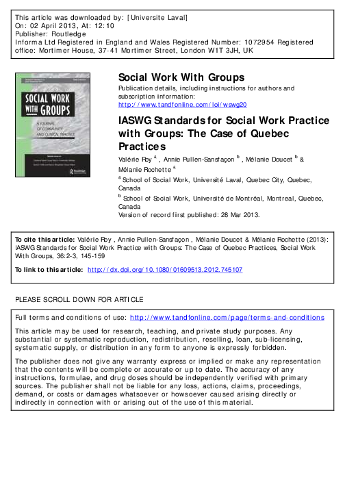 (PDF) IASWG Standards for Social Work Practice with Groups: Development ...