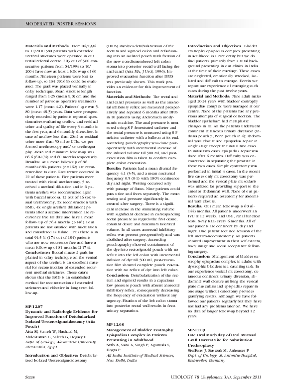(PDF) MP12.08 Management of Bladder Exstrophy Epispadias Complex in ...