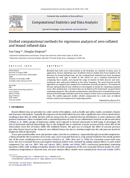 (PDF) Unified computational methods for regression analysis of zero-inflated and bound-inflated data