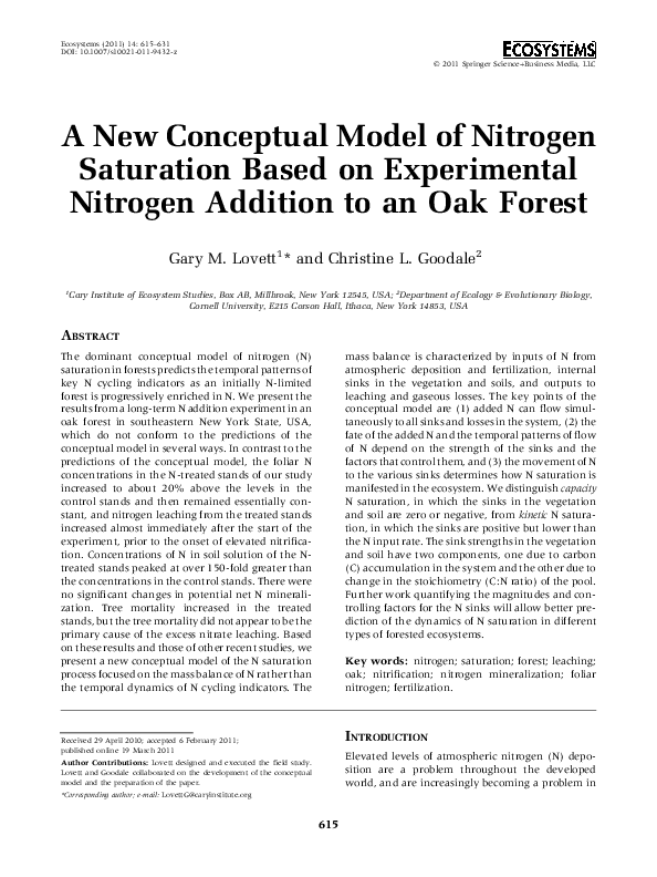 (PDF) A new conceptual model of nitrogen saturation based on ...