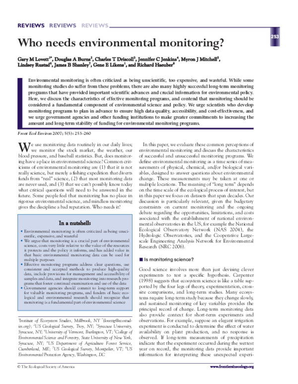 (PDF) Who needs environmental monitoring?