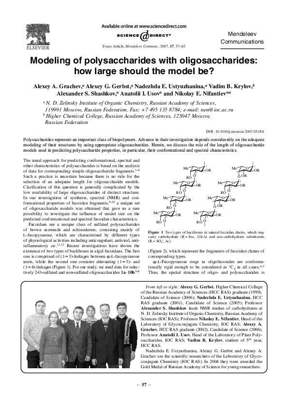 (PDF) Modeling of polysaccharides with oligosaccharides: how large ...