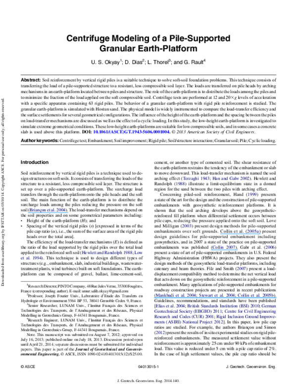 (PDF) Centrifuge Modeling of a Pile-Supported Granular Earth-Platform
