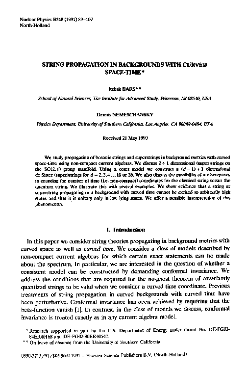 (PDF) String propagation in backgrounds with curved space-time