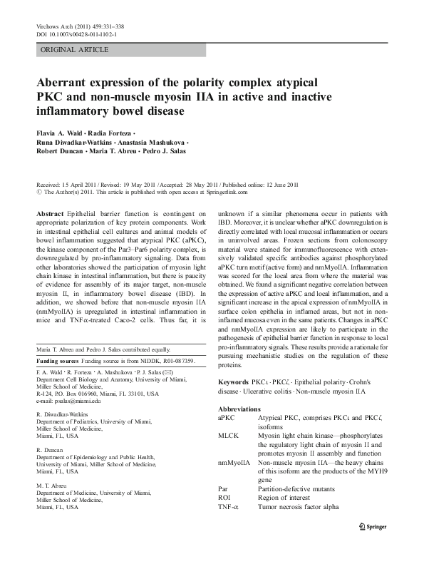 (PDF) Aberrant expression of the polarity complex atypical PKC and non ...