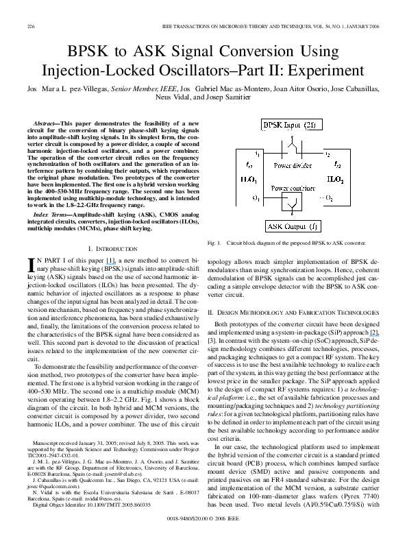 (PDF) BPSK to ASK signal conversion using injection-locked oscillators-part II: experiment