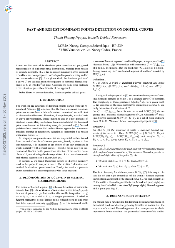 (PDF) Fast and robust dominant points detection on digital curves ...