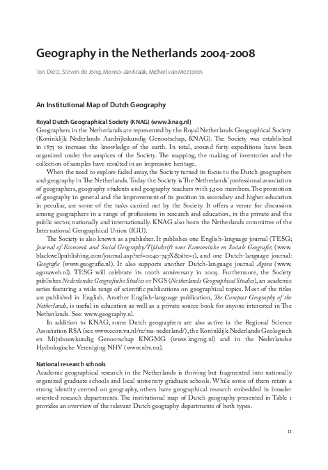 (PDF) Geography in the Netherlands 2004 - 2008 : an institutional map ...