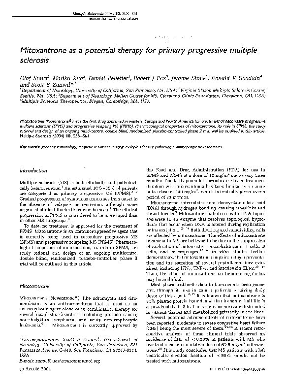 (PDF) Mitoxantrone as a potential therapy for primary progressive ...