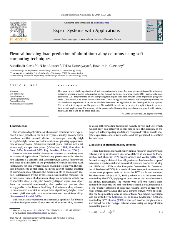 (PDF) Flexural buckling load prediction of aluminium alloy columns using soft computing techniques