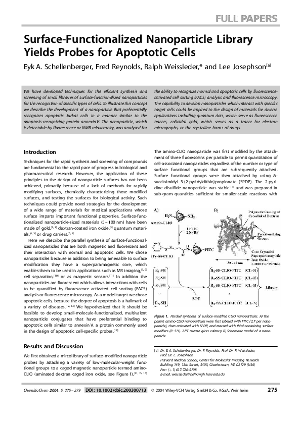 (PDF) Surface-functionalized nanoparticle library yields probes for ...