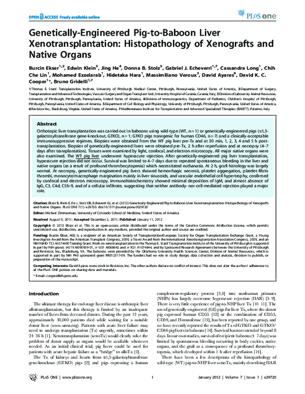 (PDF) Genetically-Engineered Pig-to-Baboon Liver Xenotransplantation ...