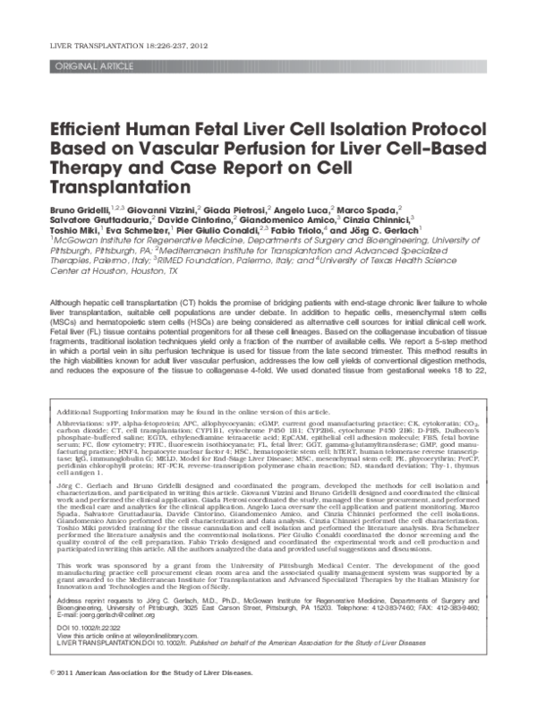 (PDF) Efficient human fetal liver cell isolation protocol based on ...
