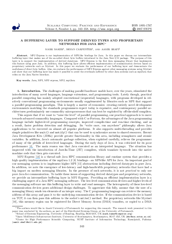 Pdf A Buffering Layer To Support Derived Types And Proprietary Networks For Java Hpc Bryan 9400