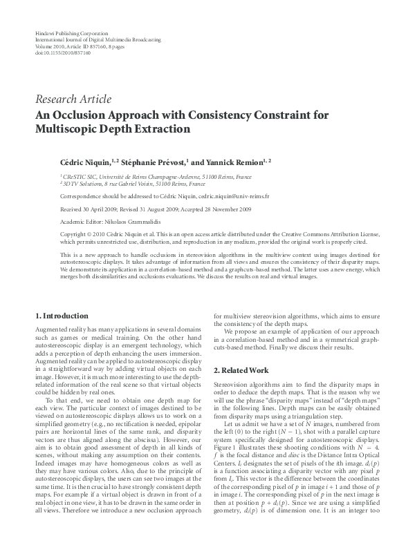 (PDF) An Occlusion Approach with Consistency Constraint for Multiscopic Depth Extraction ...