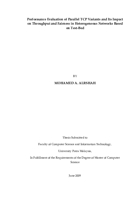 (PDF) Performance Evaluation of Parallel TCP Variants and Its Impact on Throughput and Fairness ...