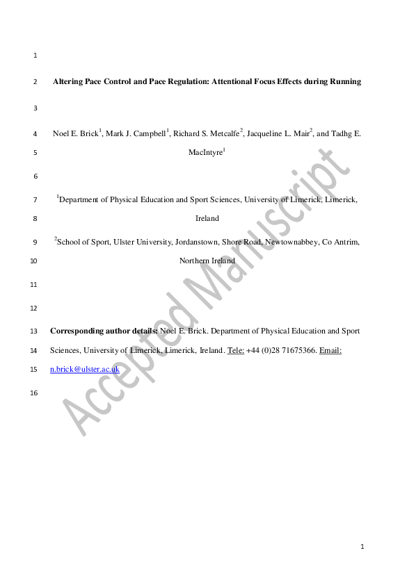 (PDF) Altering Pace Control and Pace Regulation: Attentional Focus ...
