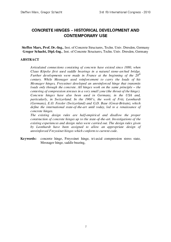 (PDF) Concrete Hinges – Historical development and contemporary Use