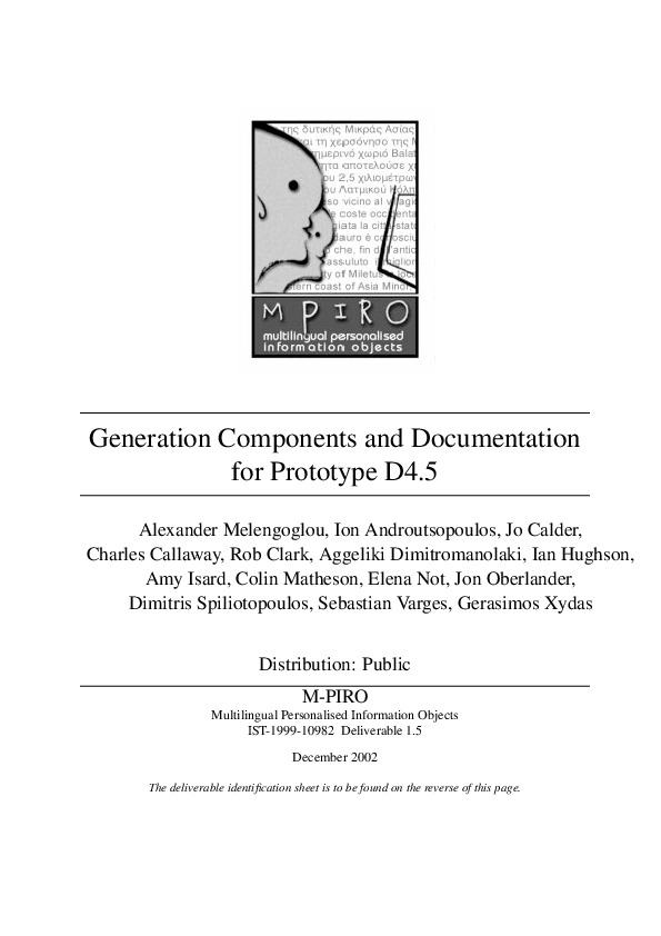 (PDF) Generation Components and Documentation for Prototype D4. 5