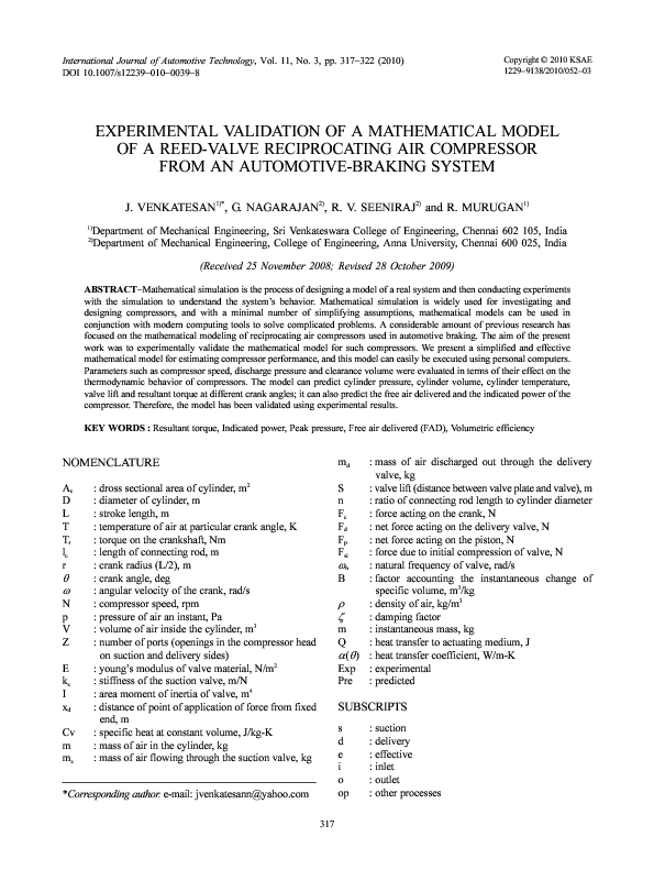 (PDF) Experimental validation of a mathematical model of a reed-valve ...