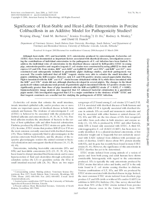 (PDF) Significance of Heat-Stable and Heat-Labile Enterotoxins in ...