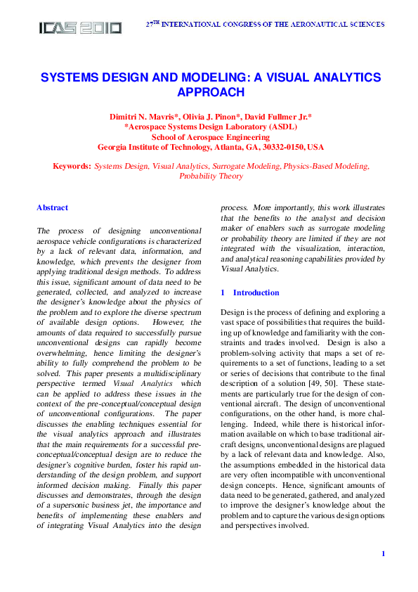 (PDF) Systems design and modeling: A visual analytics approach