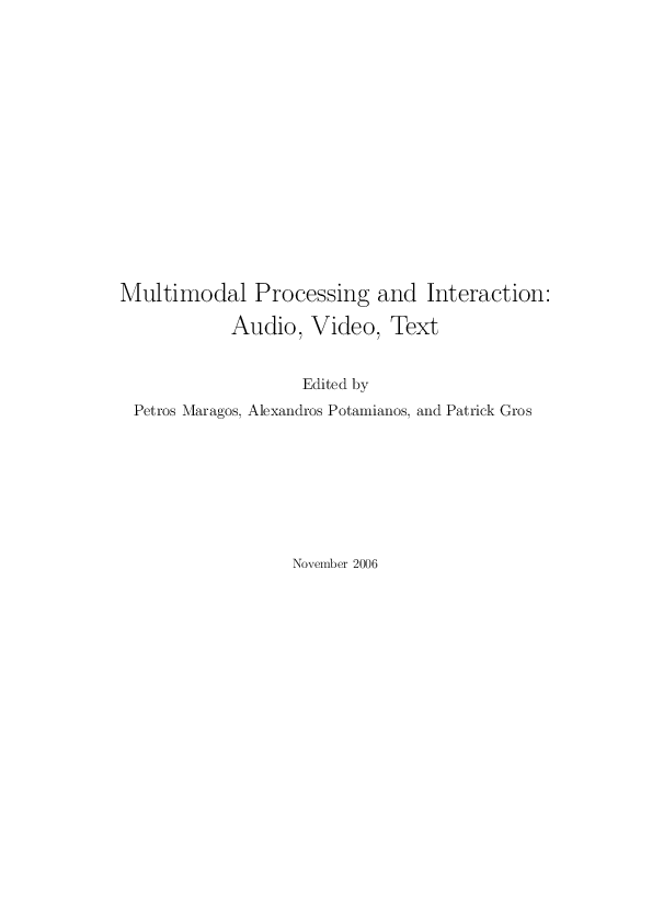(PDF) Multimodal Processing and Interaction