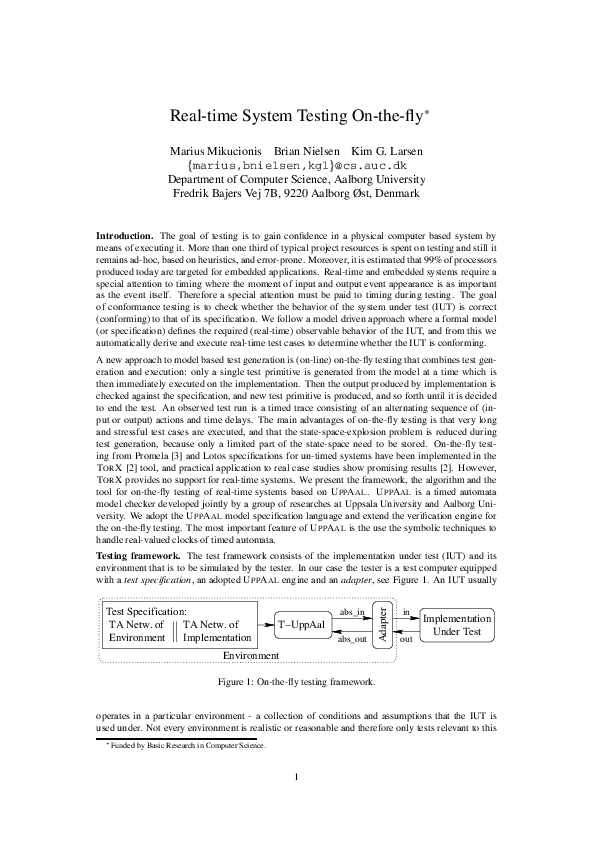 (PDF) Real-time System Testing On-the-y