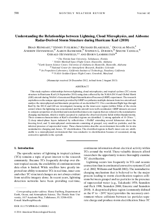 (PDF) Understanding the Relationships between Lightning, Cloud ...