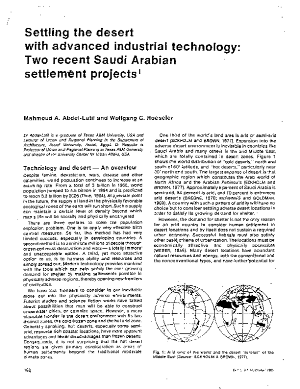 (PDF) Settling the Desert with Advanced Industrial Technology: Two ...