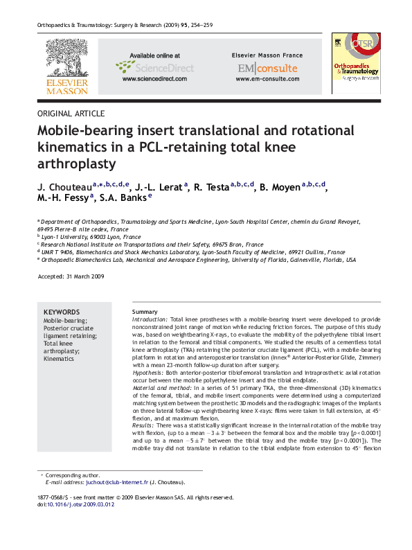 (PDF) Mobile-bearing insert translational and rotational kinematics in ...