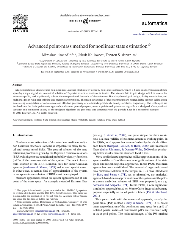 (PDF) Advanced point-mass method for nonlinear state estimation