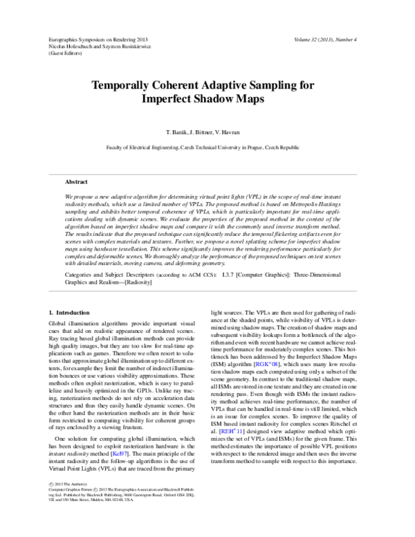 (PDF) Temporally Coherent Adaptive Sampling for Imperfect Shadow Maps