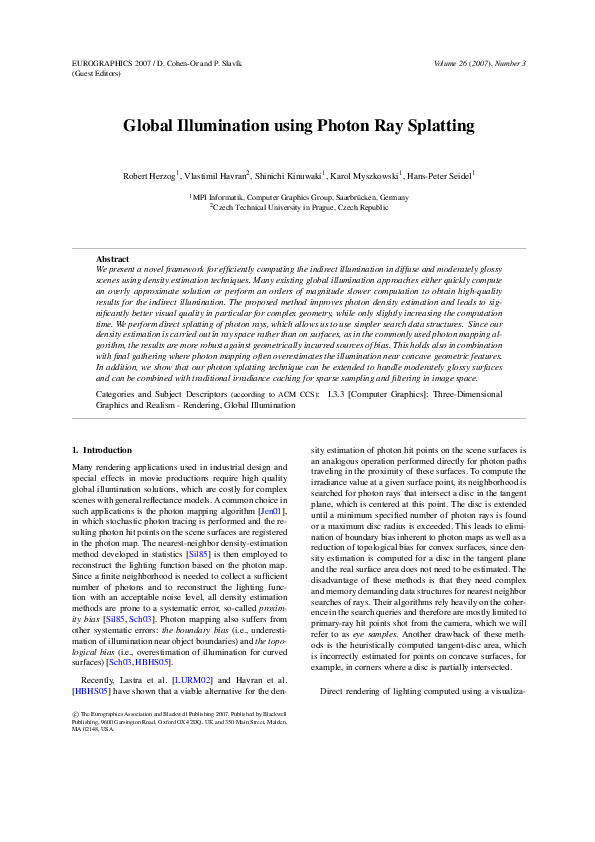 (PDF) Global Illumination using Photon Ray Splatting