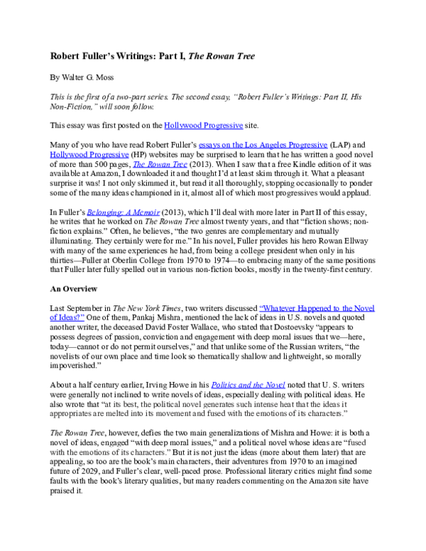 (DOC) Robert Fuller's Writings: Part I, The Rowan Tree