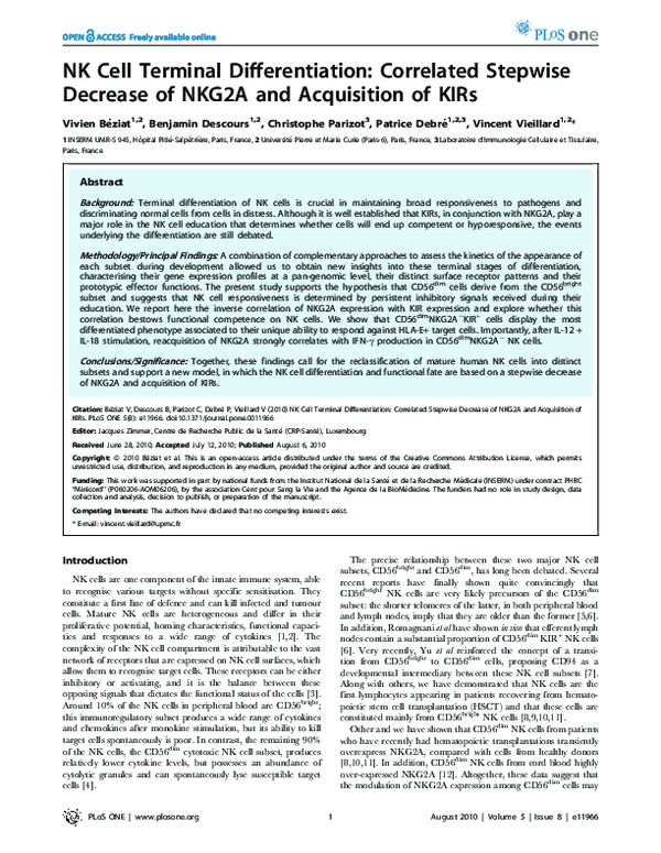 (PDF) NK Cell Terminal Differentiation: Correlated Stepwise Decrease of ...