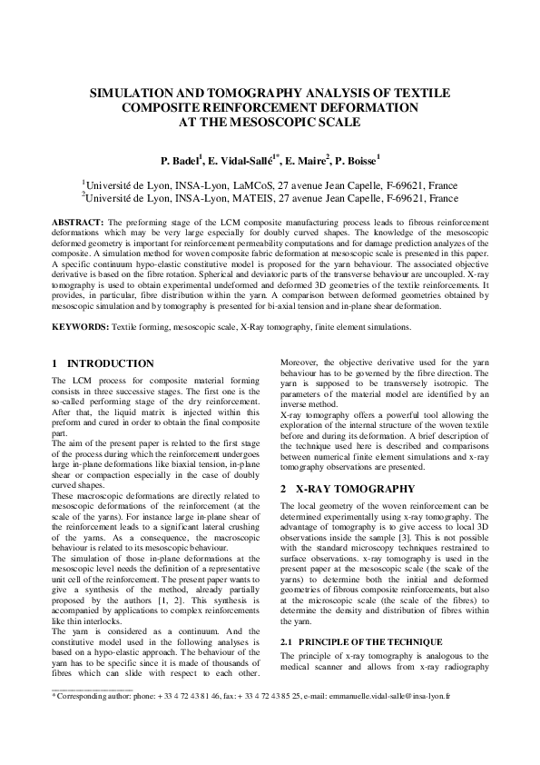 (PDF) Simulation and tomography analysis of textile composite ...