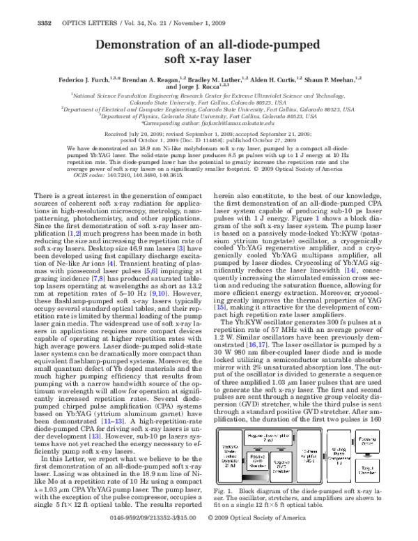 (PDF) Demonstration of an all-diode-pumped soft x-ray laser