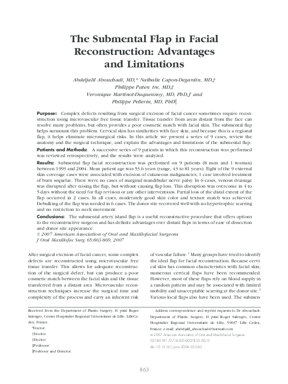 (PDF) The submental flap in facial reconstruction: advantages and ...