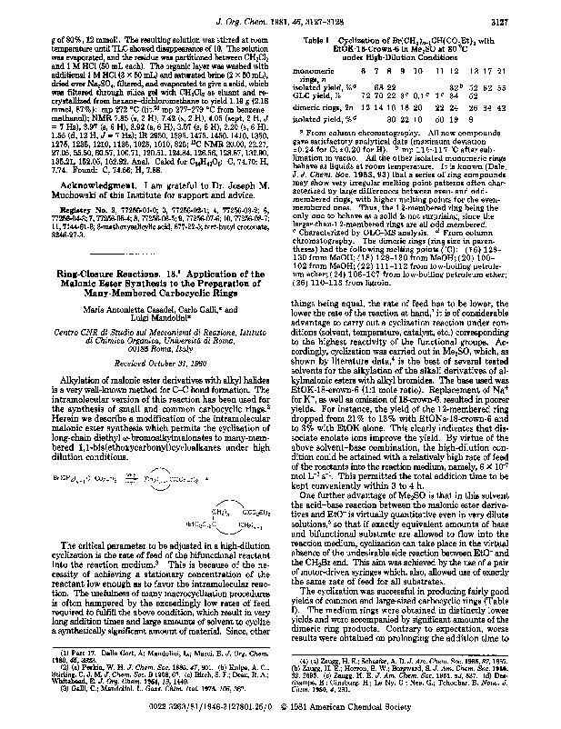 (PDF) Ring-closure reactions. 18. Application of the malonic ester ...
