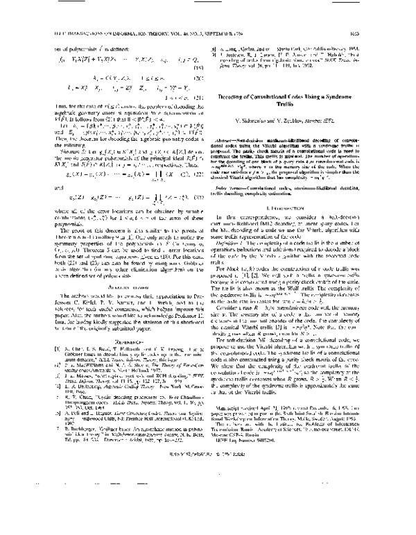 Pdf Decoding Of Convolutional Codes Using A Syndrome Trellis