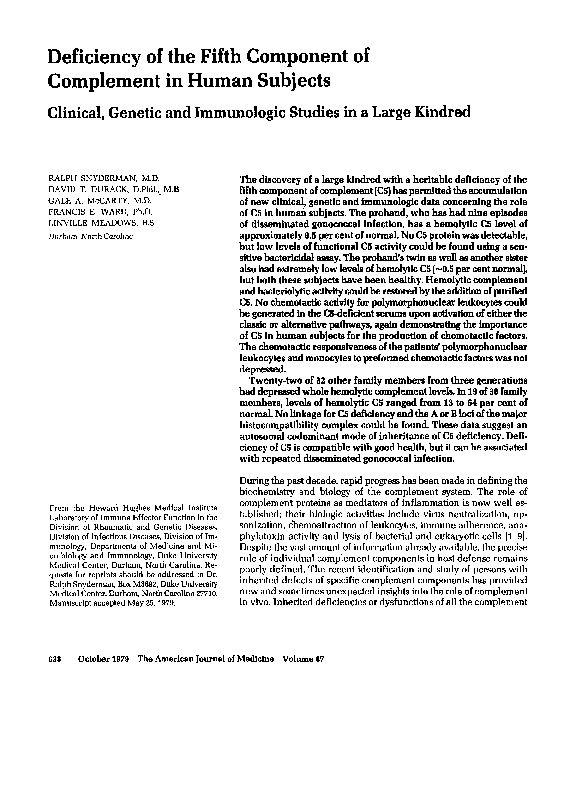 (PDF) Deficiency of the eighth component of complement associated with recurrent meningococcal ...