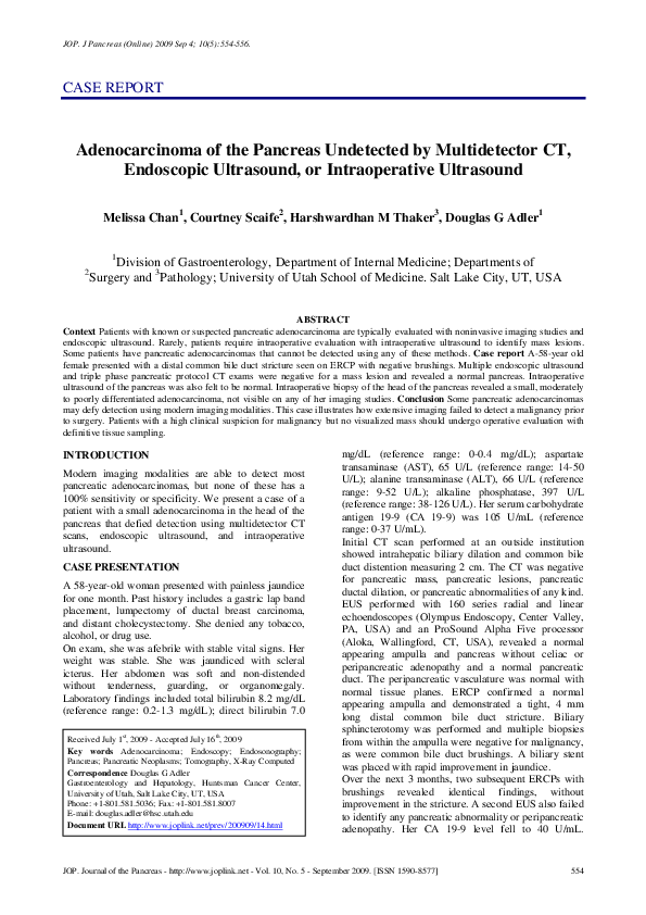 (PDF) Adenocarcinoma of the pancreas undetected by multidetector CT ...