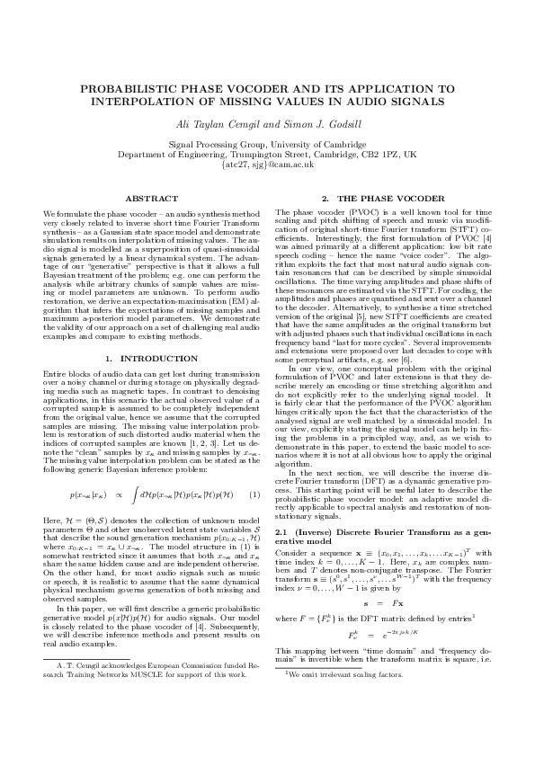 (PDF) Probabilistic Phase Vocoder and Its Application to Interpolation ...