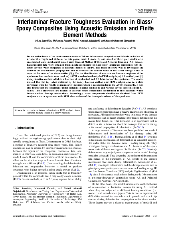 (PDF) Interlaminar Fracture Toughness Evaluation in Glass/ Epoxy ...