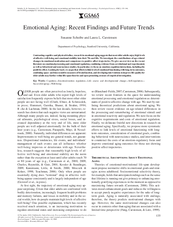(PDF) Emotional Aging: Recent Findings and Future Trends