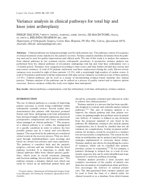 (PDF) Variance analysis in clinical pathways for total hip and knee ...