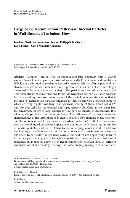 Pdf Large Scale Accumulation Patterns Of Inertial Particles In Wall
