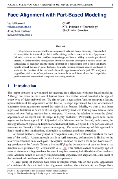 (PDF) Face Alignment with Part-Based Modeling