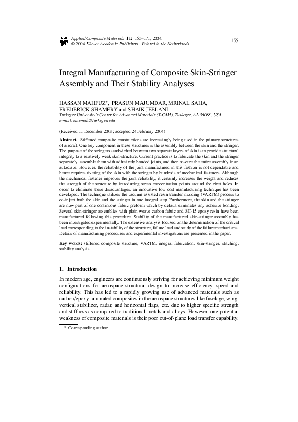 (PDF) Integral Manufacturing of Composite Skin-Stringer Assembly and ...